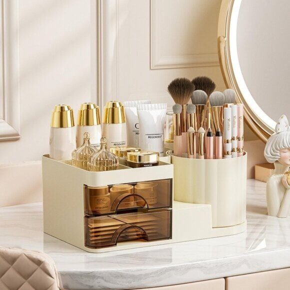 Storage & Organization | New Cream Makeup Organizer 2drawer Vanity ...